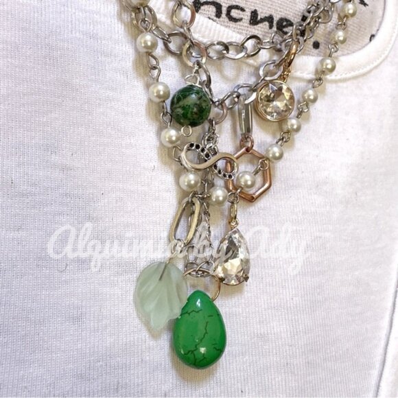 Alquimia | Jewelry | Maximalist Green Charms Layered Necklace | Poshmark